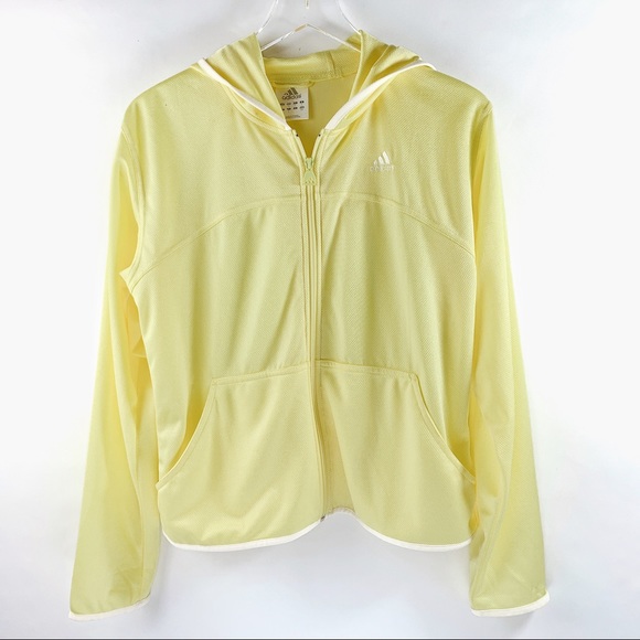 adidas | Jackets & Coats | Adidas Lg Light Yellow Zip Up Hooded Jacket ...